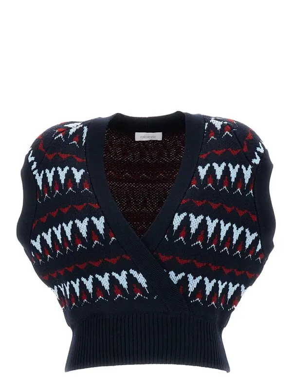 Rabanne V-neck Knit Vest - Multicolor