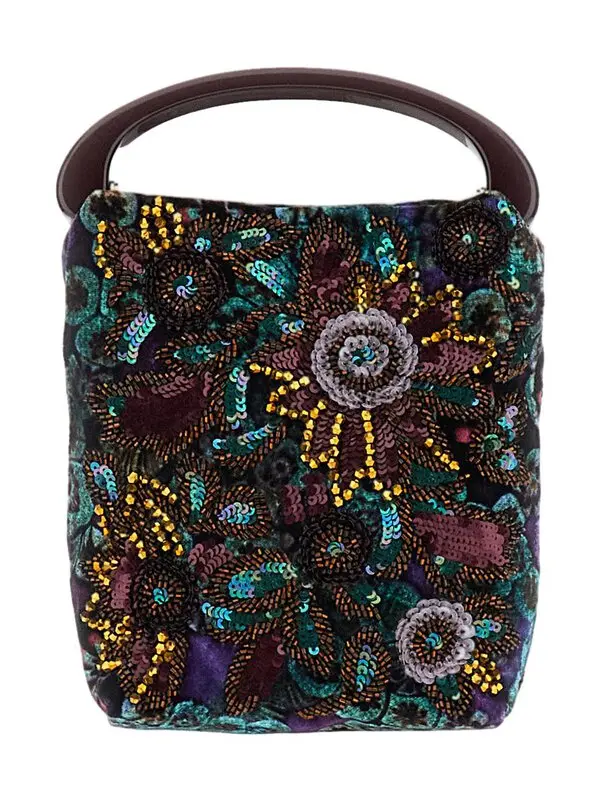 Dries Van Noten Compact Shoulder Bag With Embroidered Bead And Sequin Floral Motifs - Multicolor