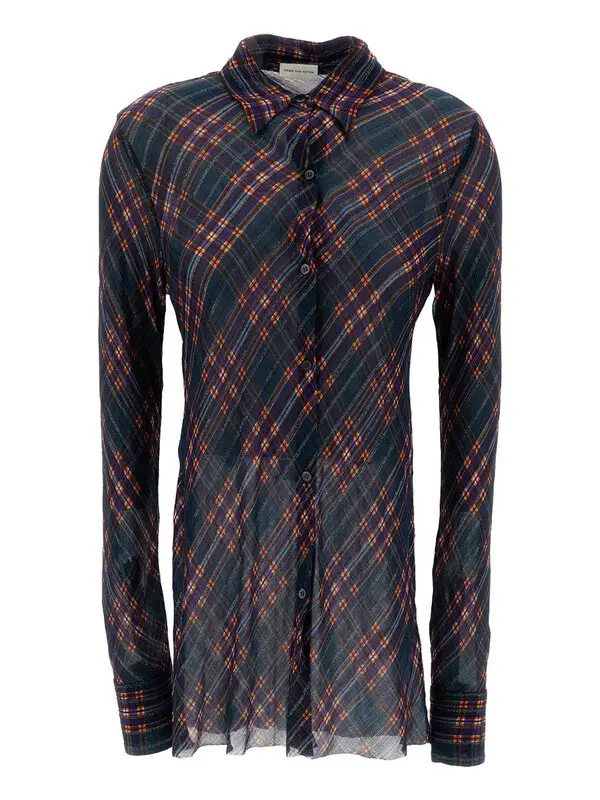 Dries Van Noten Calima Plaid Shirt With Metallic Yarns - Multicolor