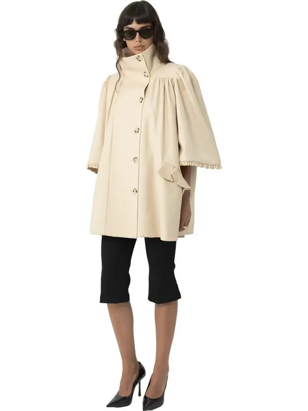 Arakii Pleated Frill Trench Coat - Sand