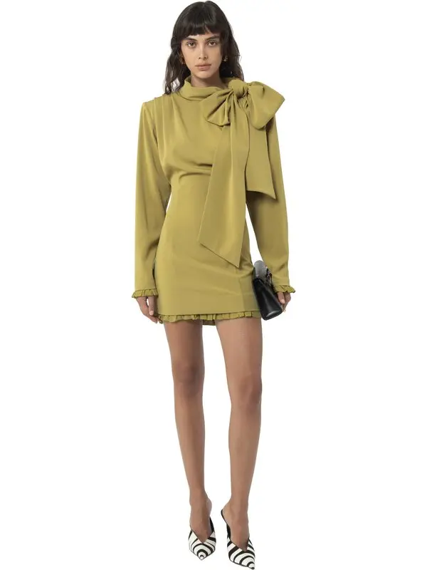 Arakii Draped High Neck Dress - Olive Green