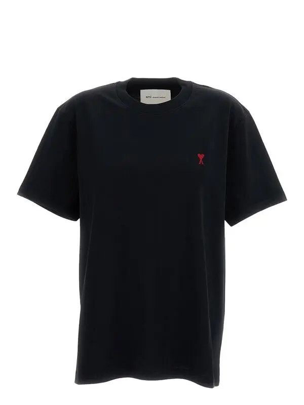 AMI Paris Tshirt With Red De Coeur - Multicolor