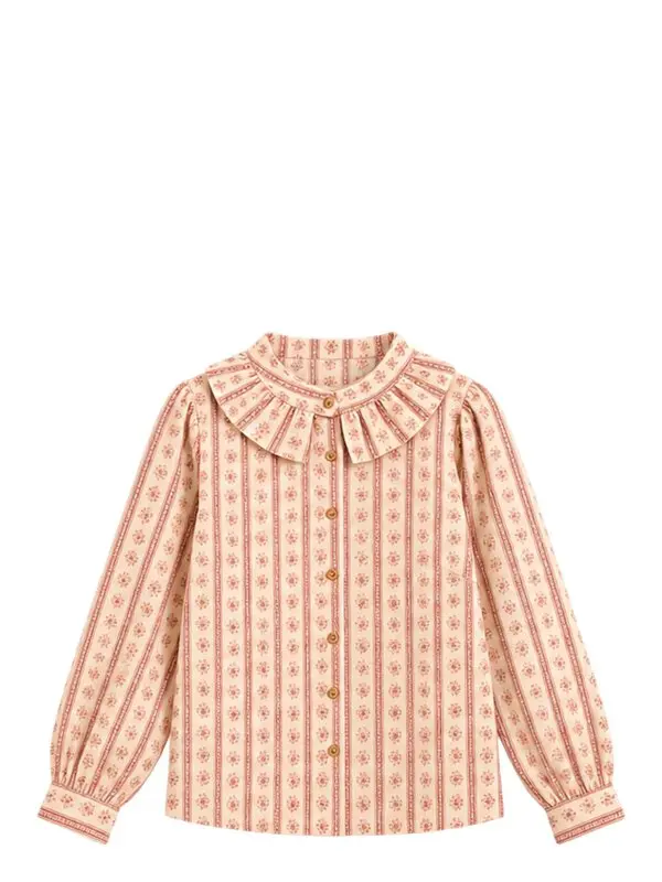 LATELIER LONDON Cream & Rust Floral Stripe Blouse - White