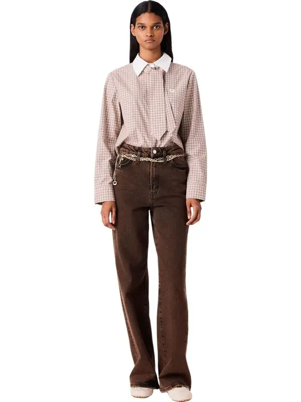 Maje Bootcut Jeans With Chain - Brown