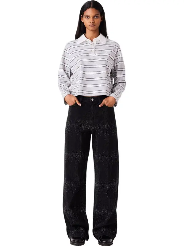 Maje Wide-leg Rhinestone Jeans - Black