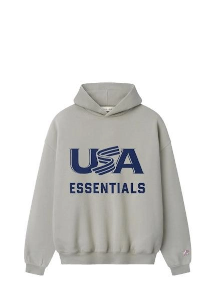 Fear Of God Essentials Usa Baseball Sport Hoodie - Seal