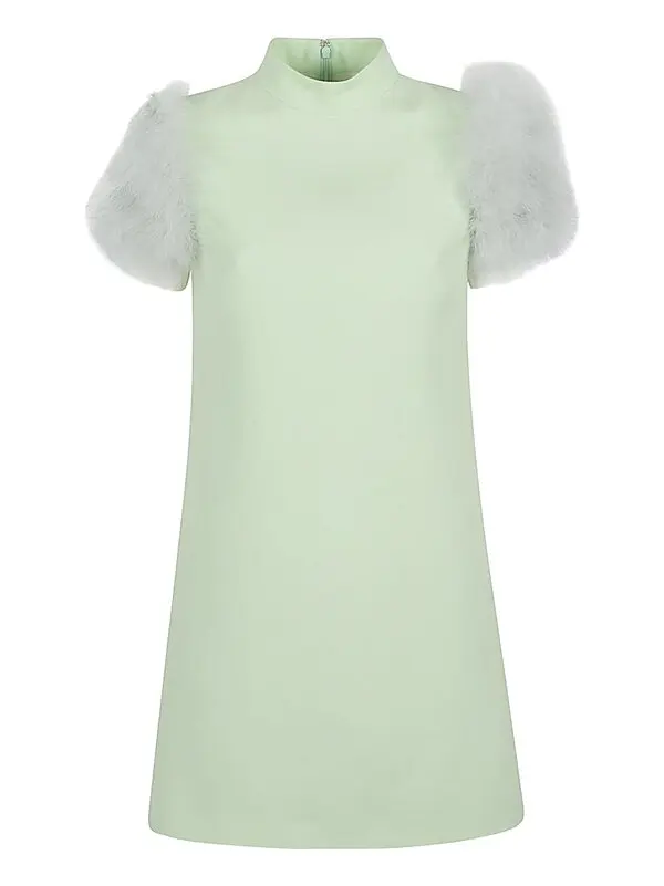 Valentino Garavani Feathered Wool And Silk Dress - Multicolor