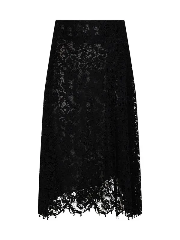 Fendi Black Lace Midi Skirt - Multicolor