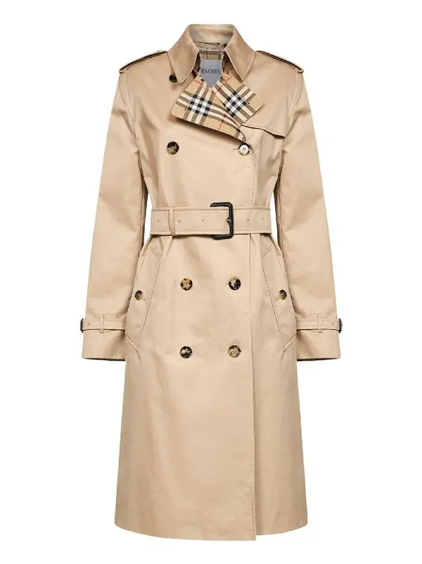 Burberry Honey Beige Gabardine Long Lakefield Trench Coat - Multicolor