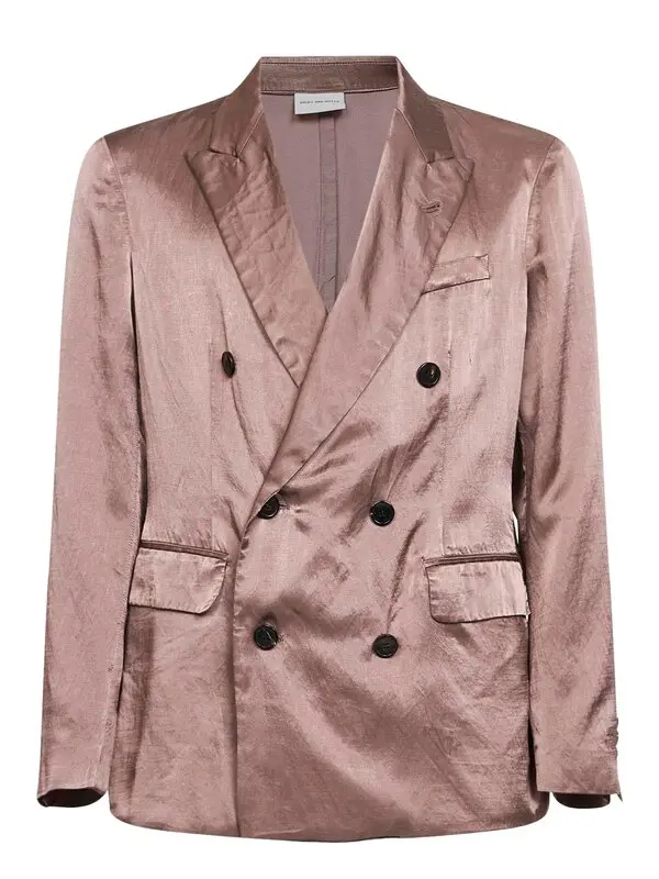 Dries Van Noten Old Rose Viscose And Cotton Double-breasted Blazer - Multicolor