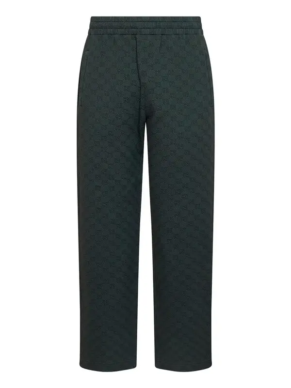 Gucci Green Gg Monogram Straight-leg Trousers - Multicolor