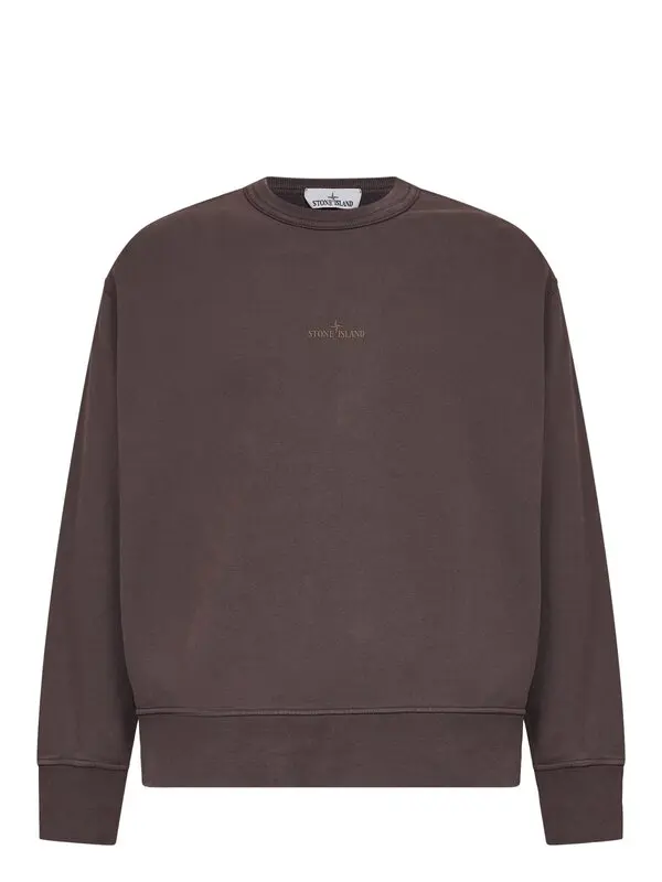 Stone Island Dark Burgundy Brushed Organic Cotton Printed Sweatshirt - Multicolor