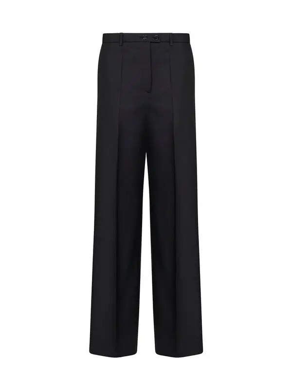JIL SANDER Black Wool-mohair Canvas Wide-leg Trousers - Multicolor