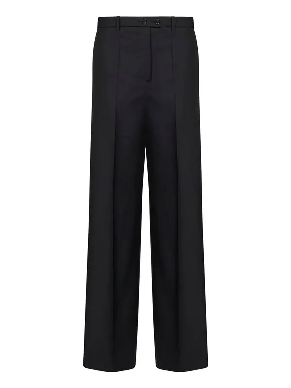 JIL SANDER Black Wool-mohair Canvas Wide-leg Trousers - Multicolor