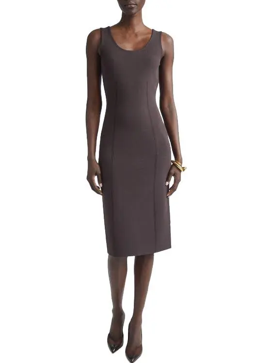 St. John Santa Roma Knit Scoop Neck Dress - Chocolate