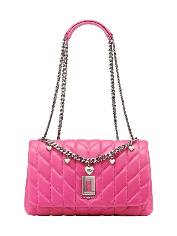 Karl Lagerfeld Paris Lafayette Quilted Leather Crossbody Bag - Fuchsia