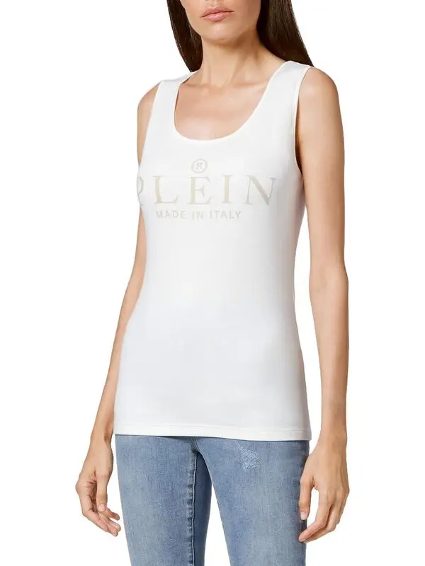 Philipp Plein Tank Top Iconic Plein - Cream