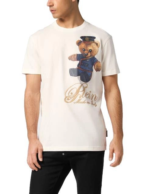 Philipp Plein T-shirt Round Neck Ss Teddy - Offwhite
