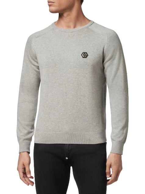 Philipp Plein Cotton Pullover Round Neck Ls - Grey