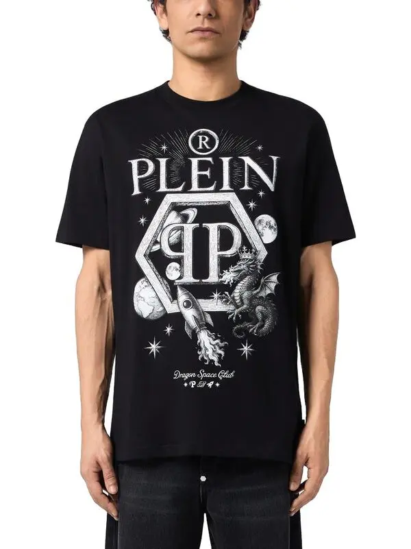 Philipp Plein Round Neck T-shirt Dragon Hexagon - Black