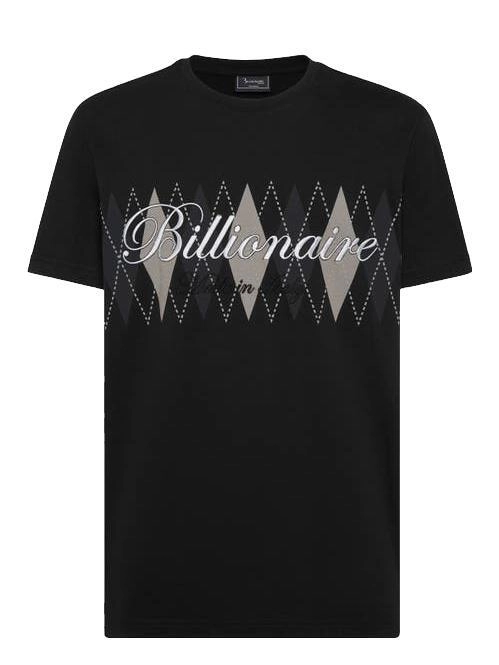 BILLIONAIRE Embroidered T-shirt Round Neck Ss - Black
