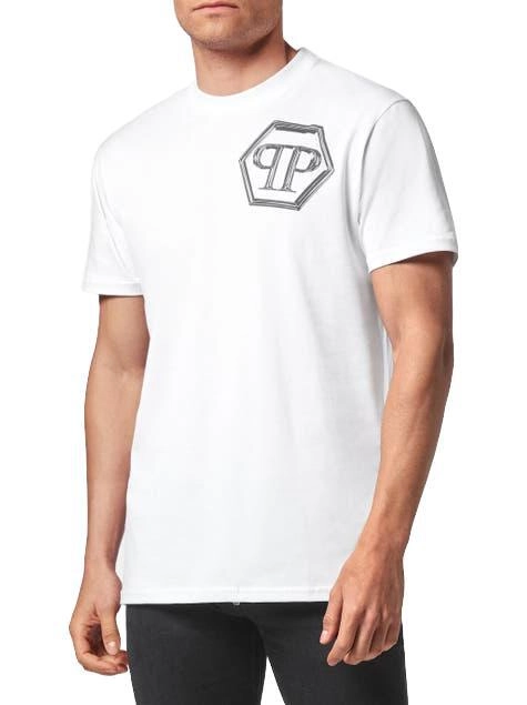Philipp Plein T-shirt Round Neck Ss Hexagon - White/black