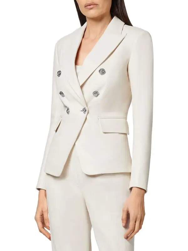 Philipp Plein Leather Blazer Iconic Plein - Cream