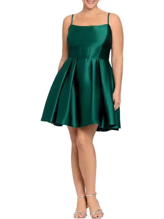 BLONDIE NITES Satin Party Dress - Hunter