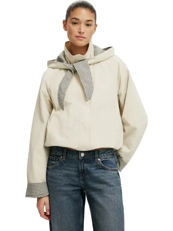 COTTON ON Hale Hooded Spray Jacket - Sand