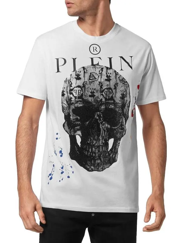 Philipp Plein T-shirt Round Neck - White/black