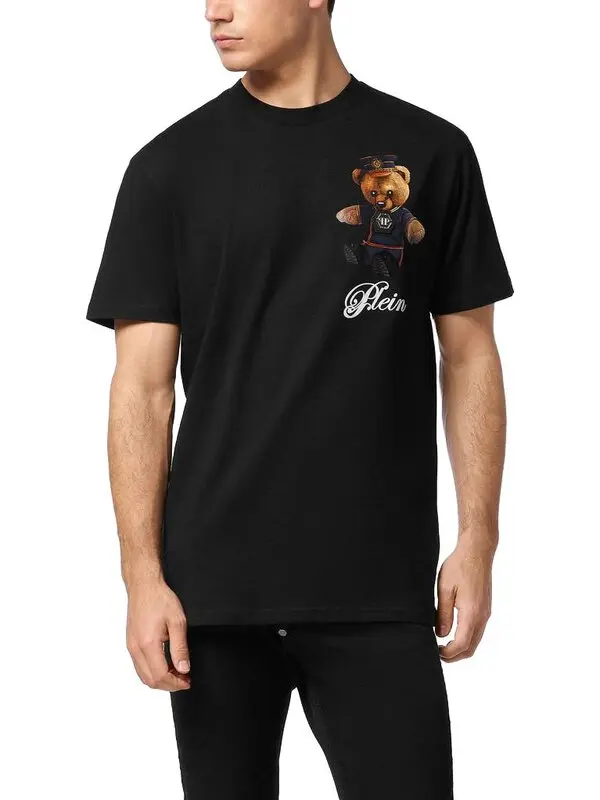 Philipp Plein Round Neck T-shirt Teddy Bear - Black
