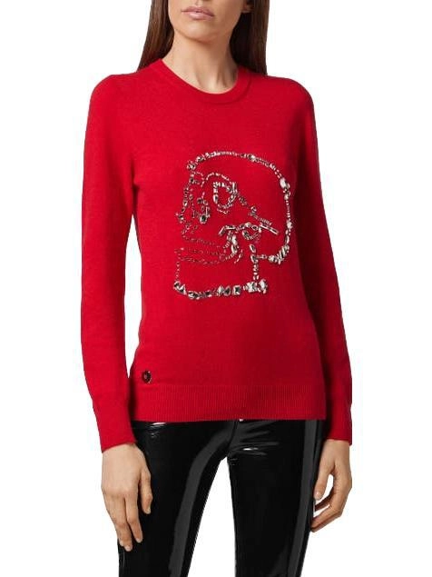 Philipp Plein Pullover Round Neck Skull - Red