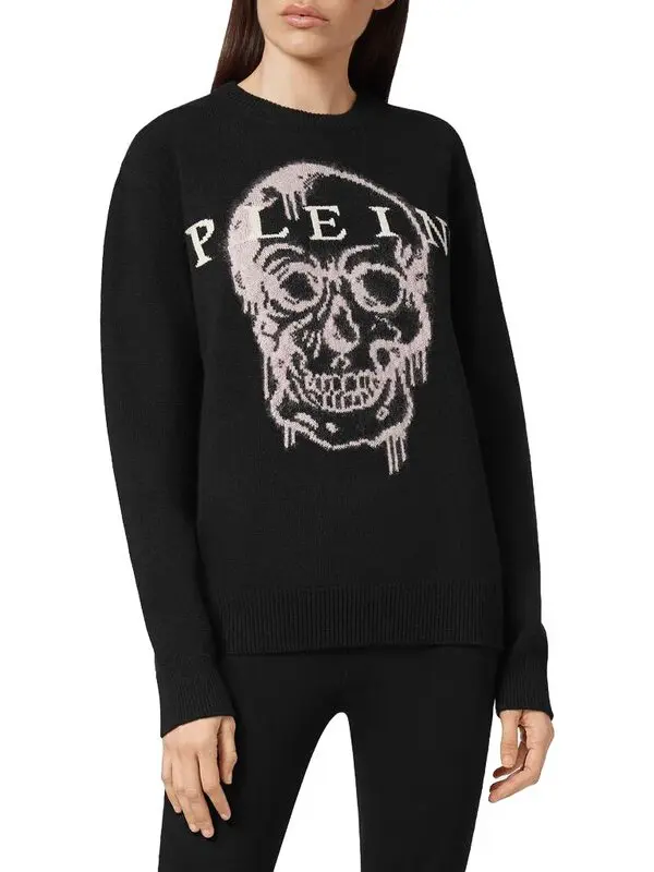 Philipp Plein Pullover Round Neck Skull - Black