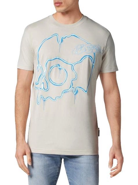 Philipp Plein T-shirt Round Neck Ss Dripping Skull - Beige