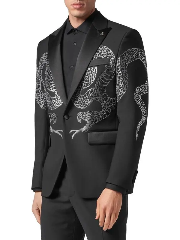 Philipp Plein Blazer Lord Fit Snake - Black