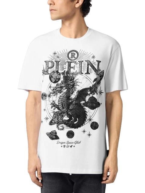 Philipp Plein Round Neck T-shirt Dragon Stones - White