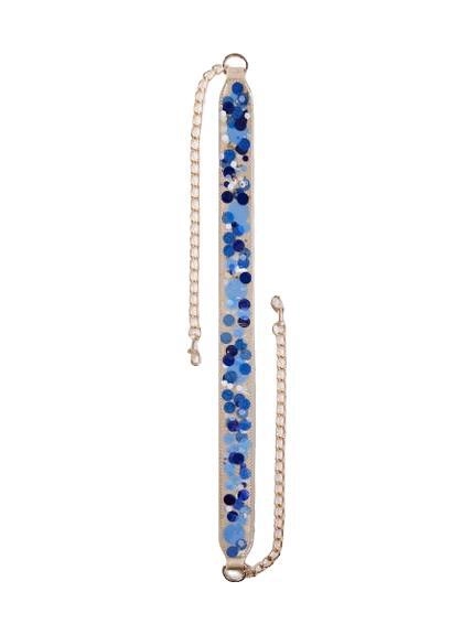 PACKED PARTY True Confetti Adjustable Belt Bag Strap48-inch Gold Chain With Vegan Leather Trapped Confetti For Cooper Crossbody And Stadium - Blue