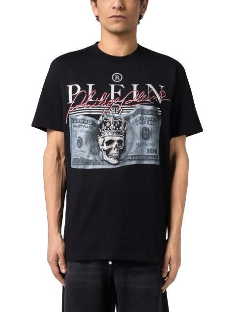 Philipp Plein Round Neck T-shirt Dollar Signature - Black