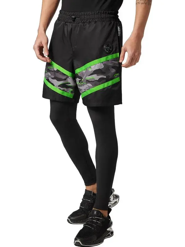 PLEIN SPORT Sport Leggings Camouflage - Black