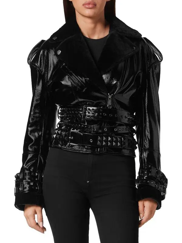 Philipp Plein Leather Jacket - Black
