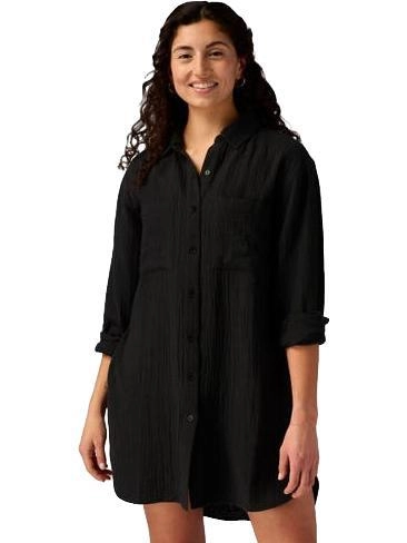 BACKCOUNTRY Long Cotton Gauze Long-sleeve Button-down - Black