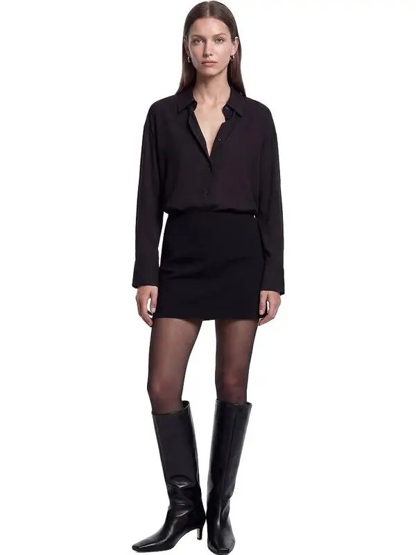Koton Long Sleeve Pointed Collar Shirt - Anthracite
