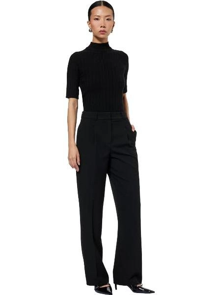 Koton Mid Rise Pleated Tailored Trousers With Pocket - Black