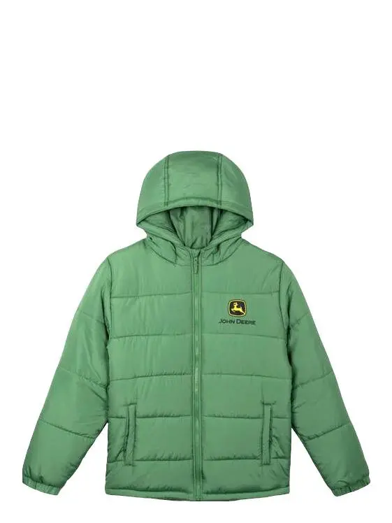 JOHN DEERE Quilted Hooded Puffer Jacket - Forest Green