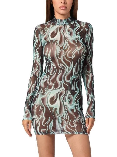 Philipp Plein Tulle Mini Dress Ls Flame - Black