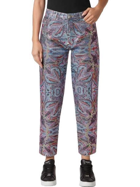 Philipp Plein Denim Trousers Mom Fit Crystal Colorful Circus - Icecube
