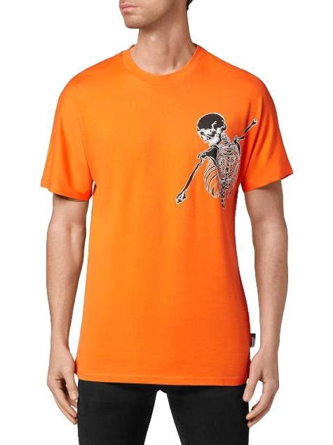 Philipp Plein Jersey T-shirt Round Neck Ss Skeleton - Orange