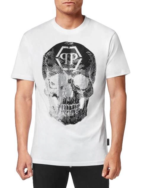 Philipp Plein T-shirt Round Neck Ss Skull With Crystals - White