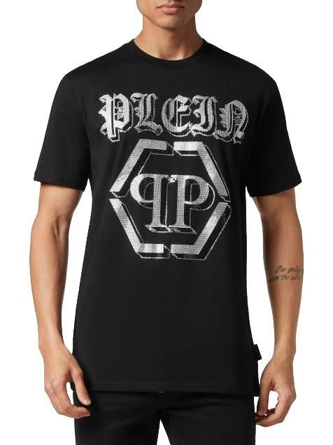 Philipp Plein T-shirt Round Neck Chrome - Black