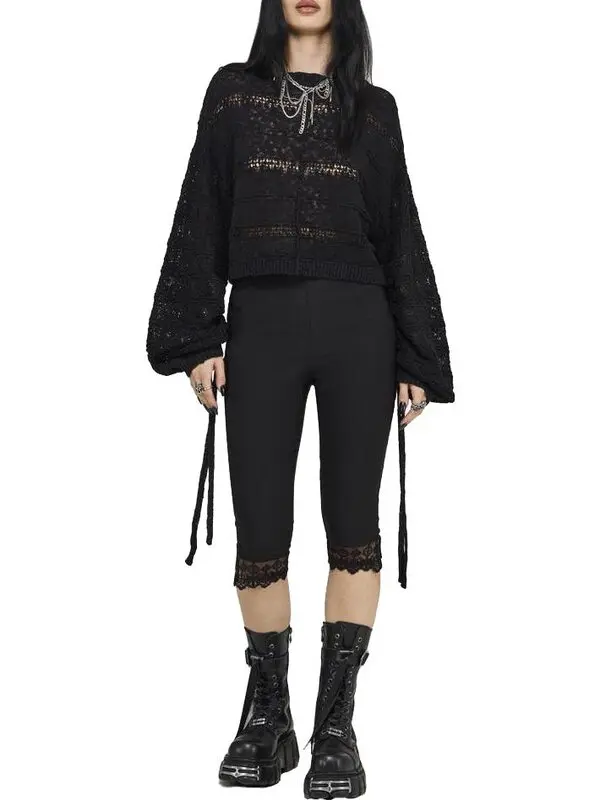 DISTURBIA Cherith Balloon Sleeve Sweater - Grey